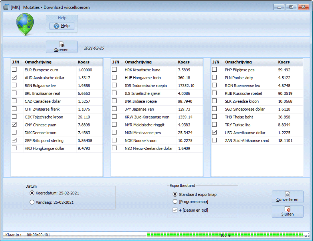 Programma Download wisselkoersen
